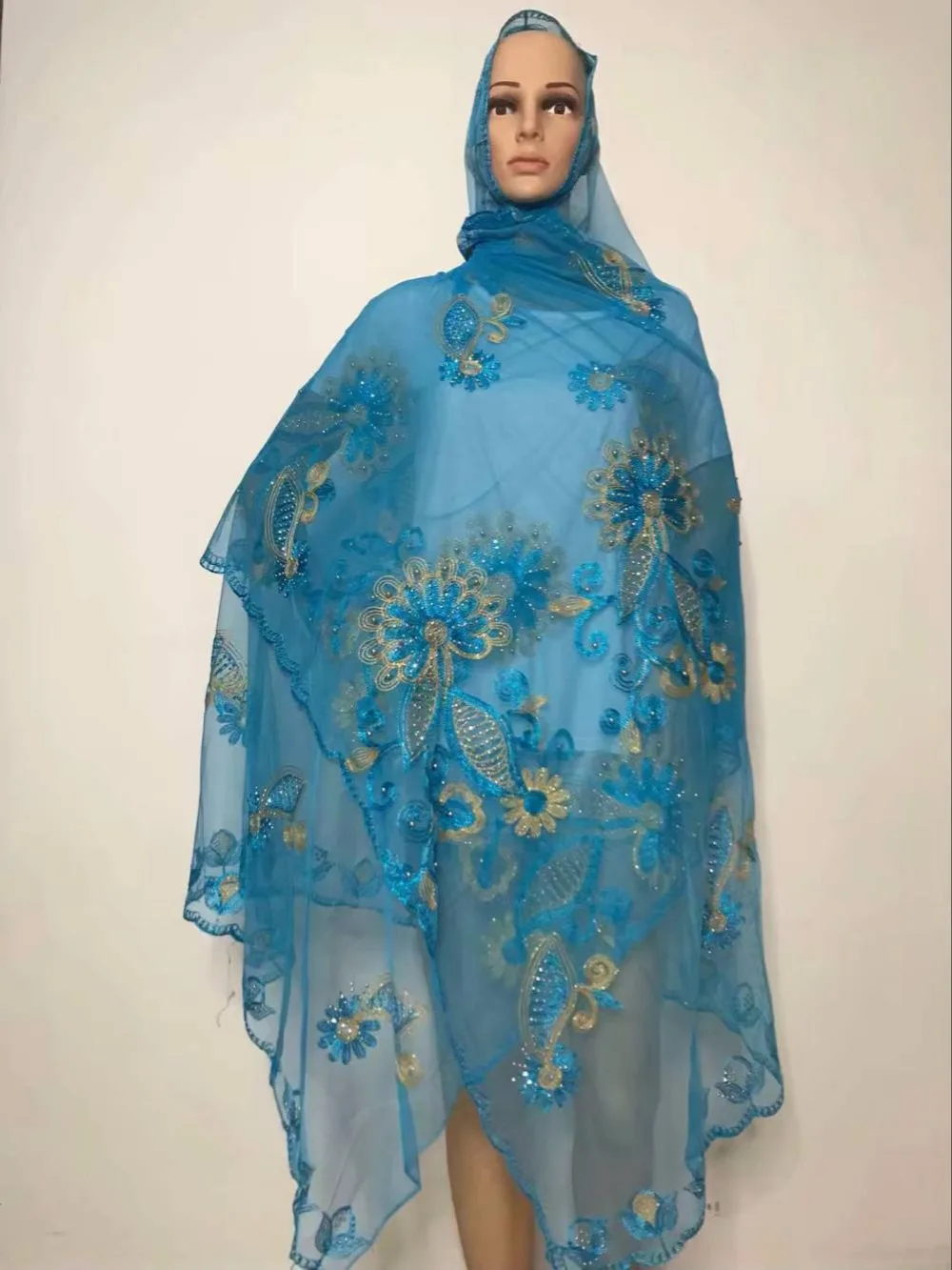 2017 New Muslim Small Scarf with net fabric/ Embroidered Scarf with ...