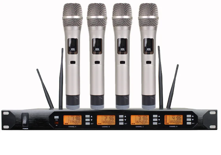 UHF 4 Handheld Wireless microphone System 4 Channels Karaoke microphone ...