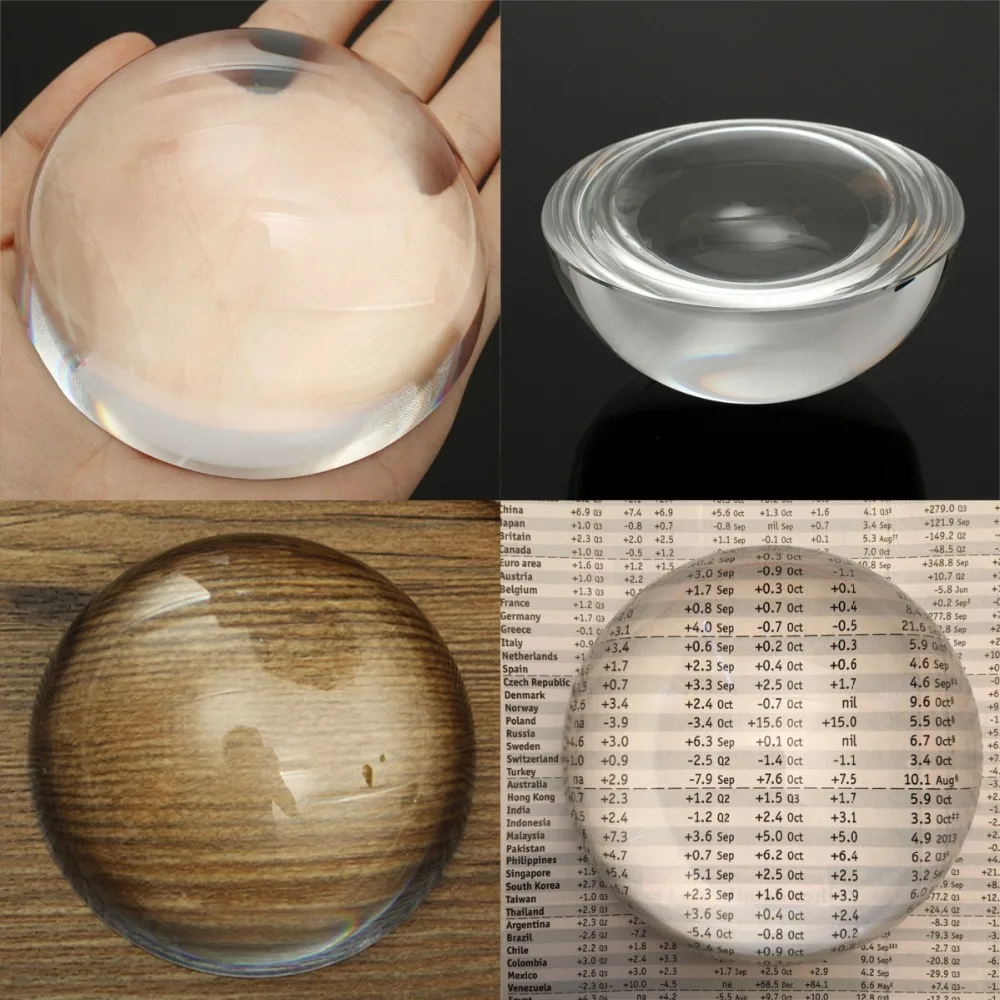 80mm K9 Clear Magnifying Crystal Dome Magnifier Reading Paperweight ...