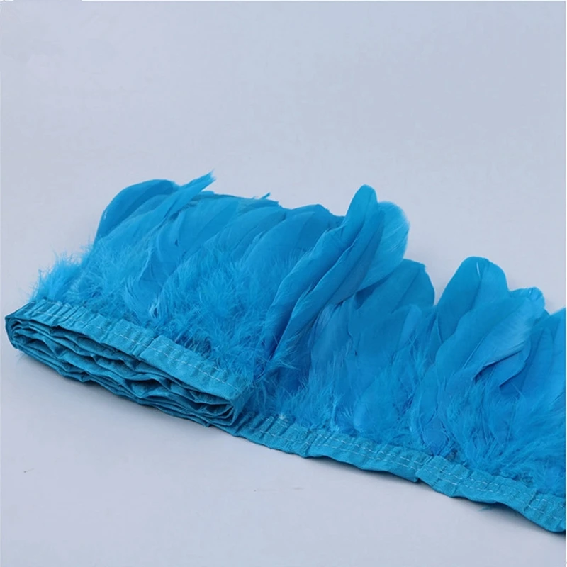 Plume de déco,Bandes en plumes d'oie teintées pour robe, rubans de ...