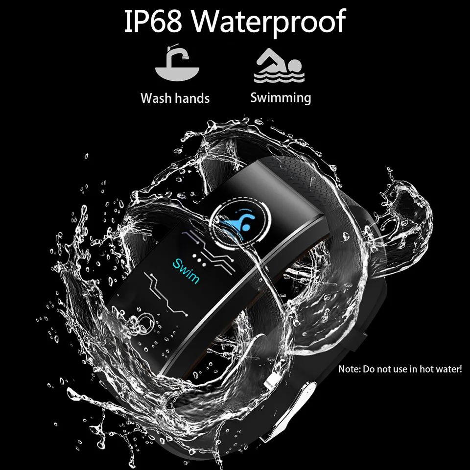 TimeOwner Smart Bracelet Waterproof Heart Rate Monitor Smart Band Sport ...