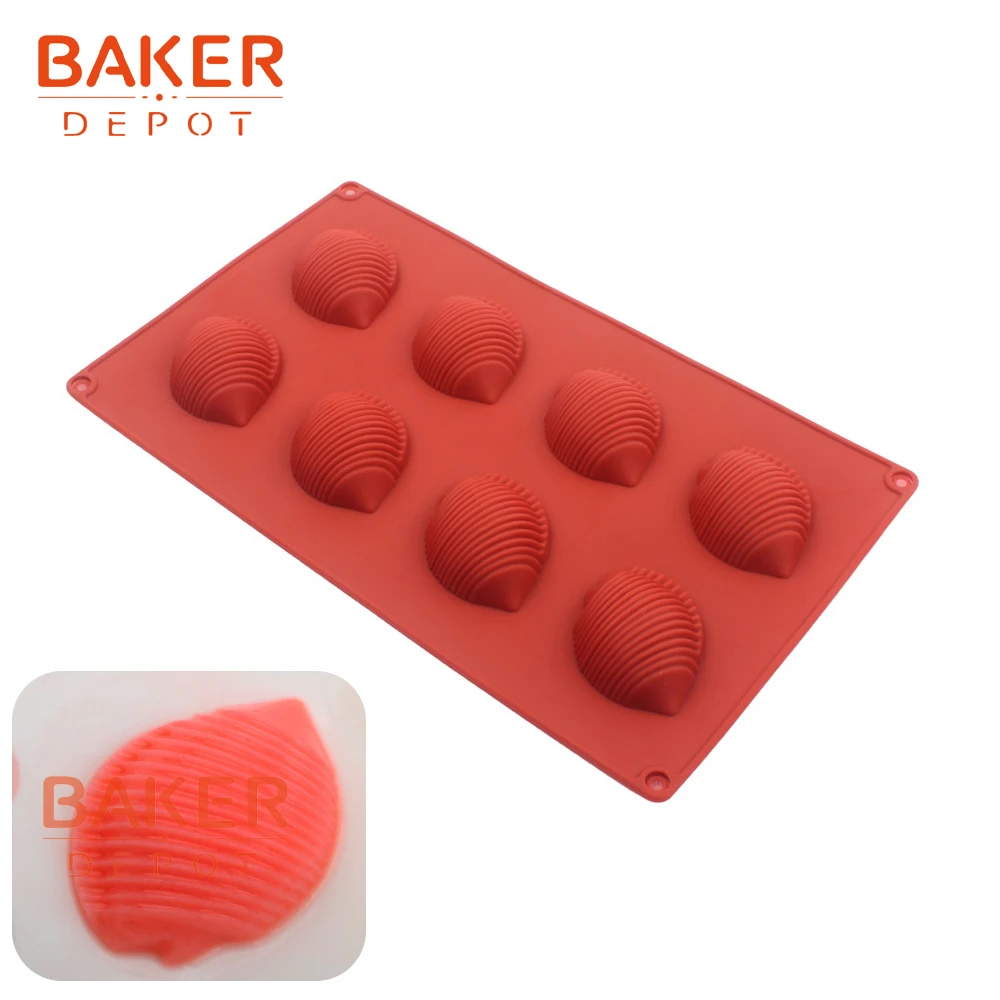 BAKER DEPOT silicone mold for cake pastry baking shell shape pudding ...