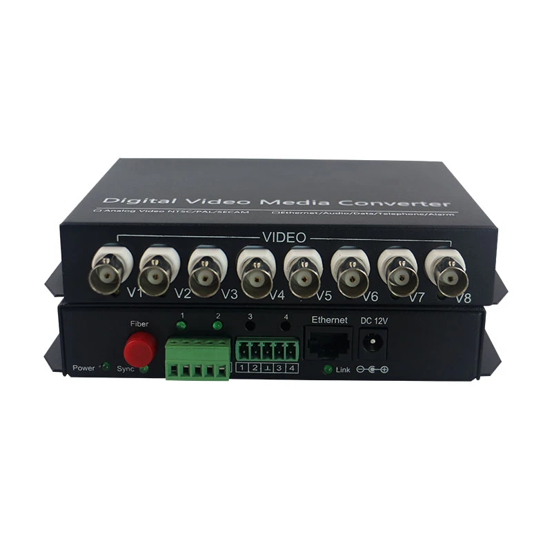 8 channel Fiber Optic Video/Ethernet/Data Multiplexer BNC Media ...