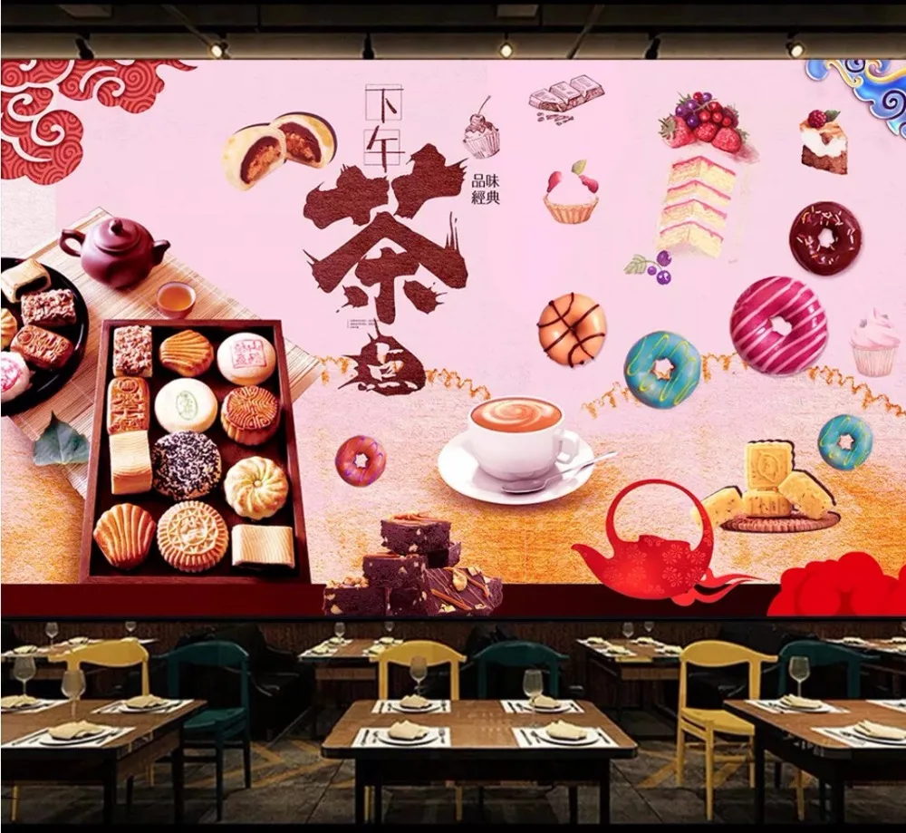 Custom mural wallpaper Food snack cake Mural Photo Wallpaper delicacy ...