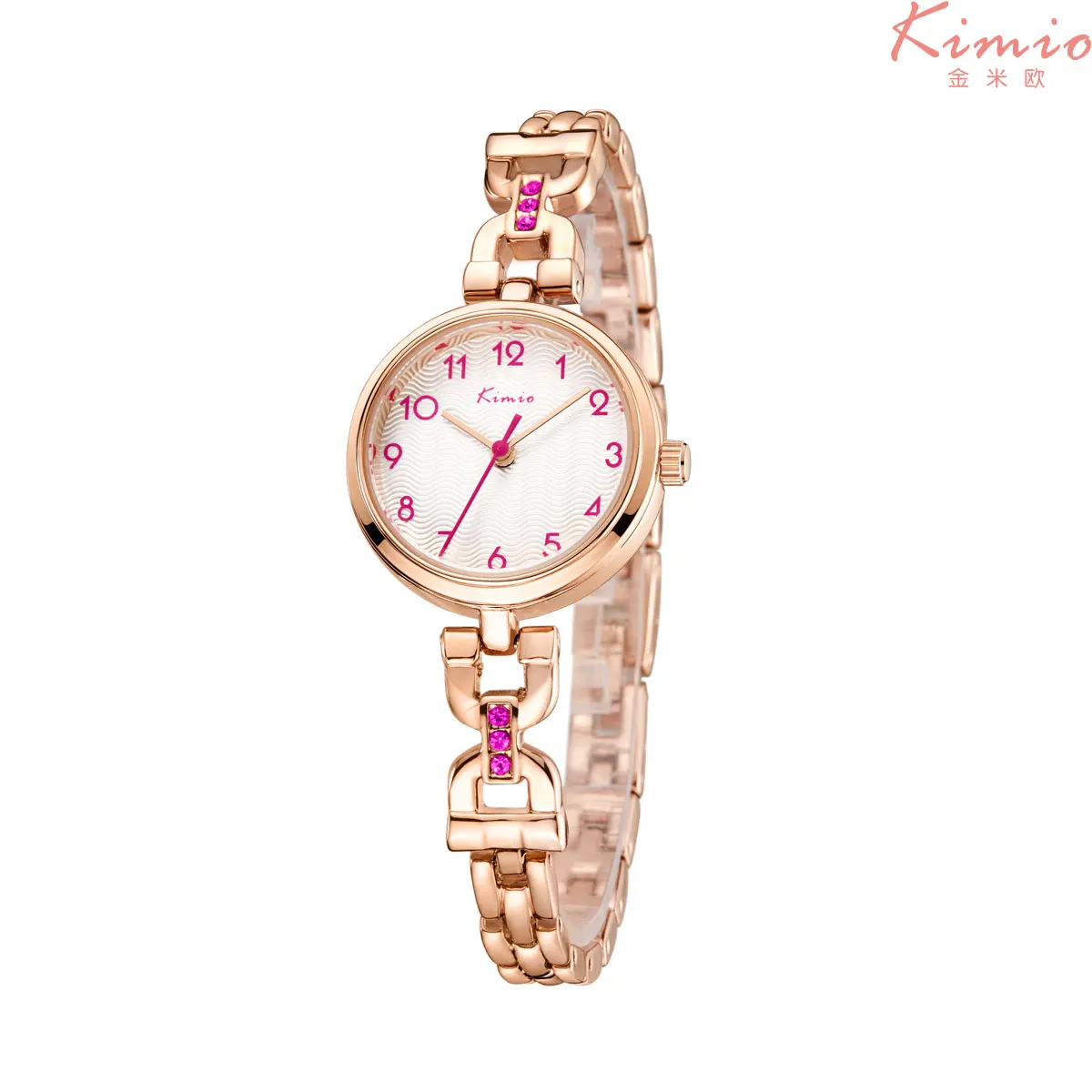 KIMIO Colorful Quartz Diamond Watch Alloy Rose Gold Bracelet Watch ...