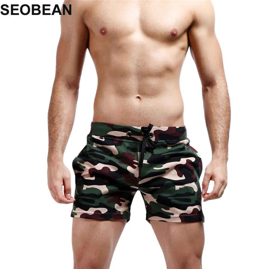 Seobean Camouflage Beach Boxer Men Swimwear Shorts Sexy Sunga Masculina