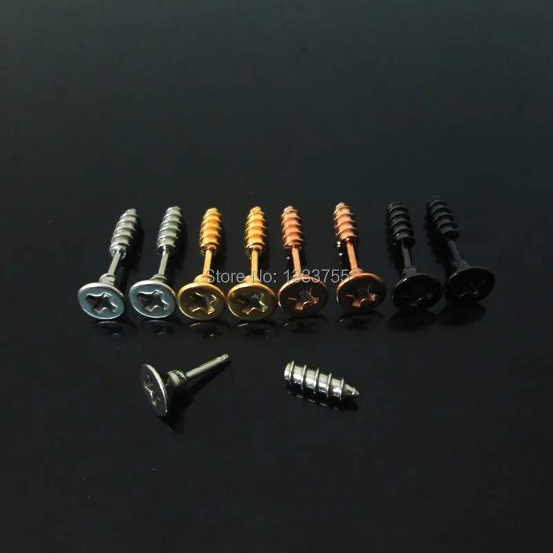 Nice Mixed 4 Colors 1 Pair 7mm Surgical Stainless Steel Screws Shape ...