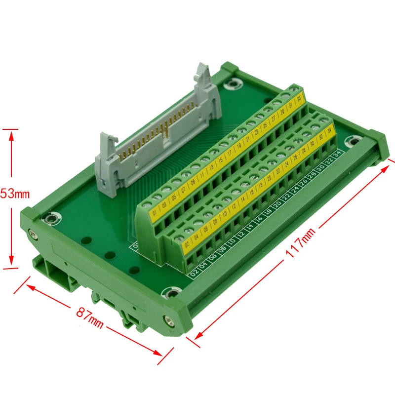 Idc34 Male To 34p Terminal Block Breakout Board Idc34 Connector Plc ...