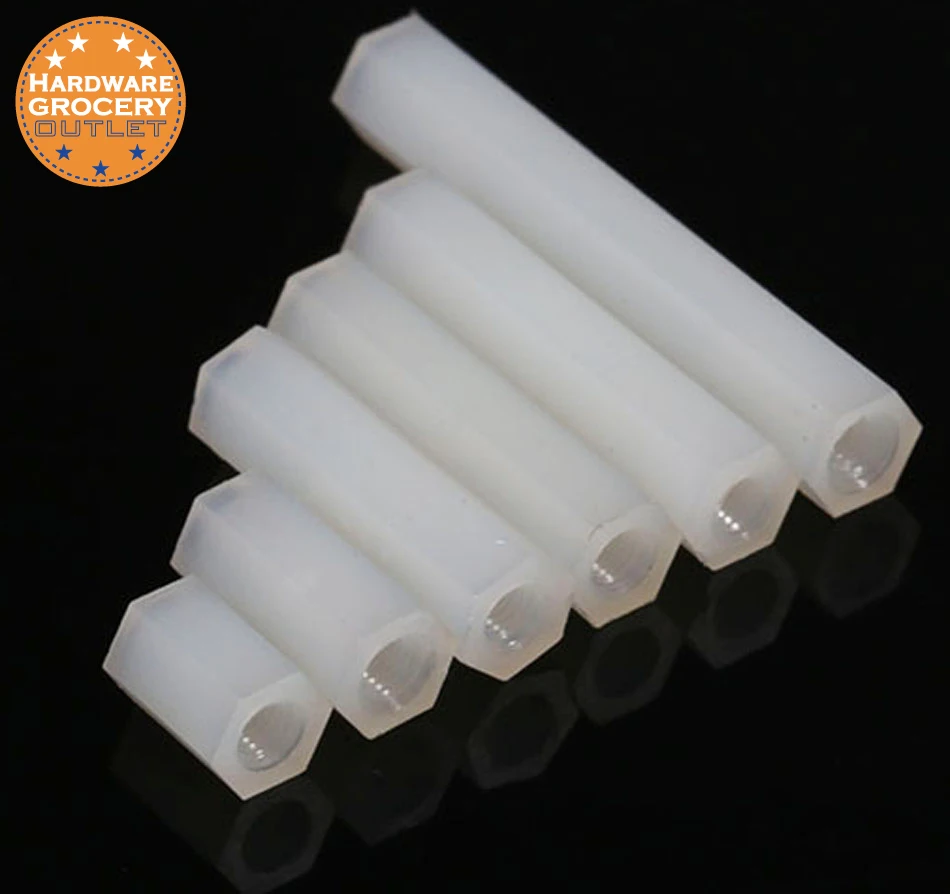 Female Thread White Nylon PCB Spacer Hex Standoff Pillar 50pcs|threaded ...