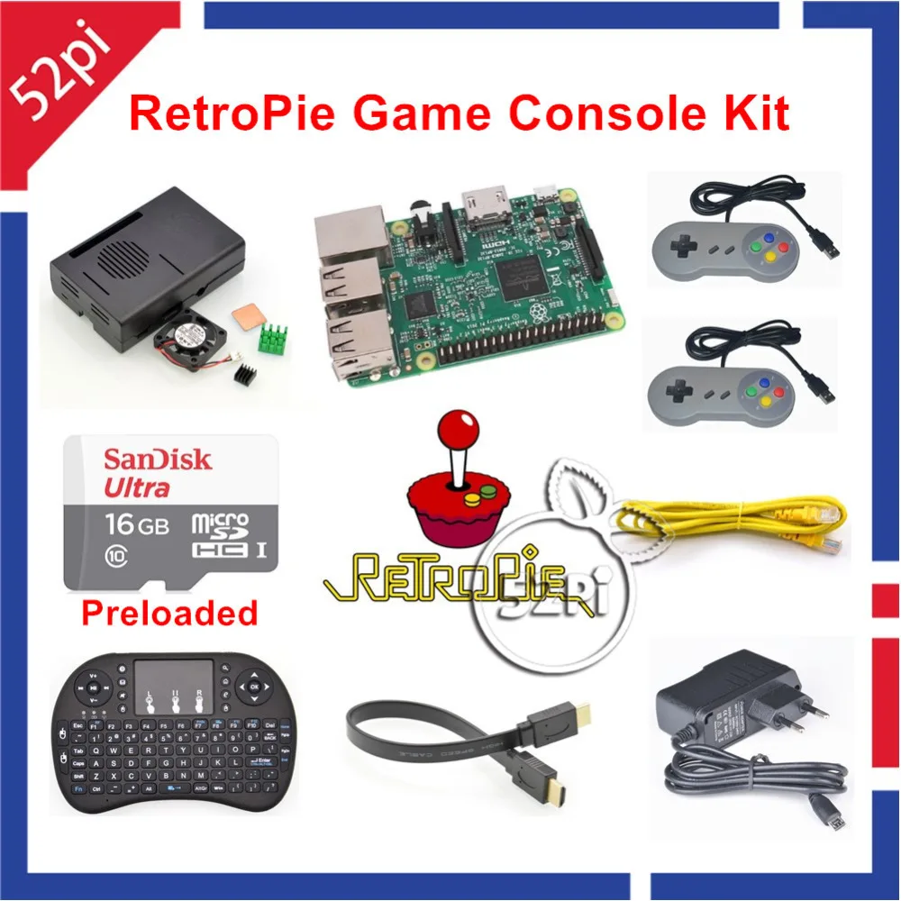 RetroPie Game Console Kit+Raspberry Pi 3 Model B+2*SNES Controllers+ ...
