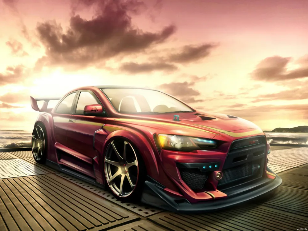 mitsubishi-lancer-evolution-art-mobil-auto-seni-kanvas-besar-cetak