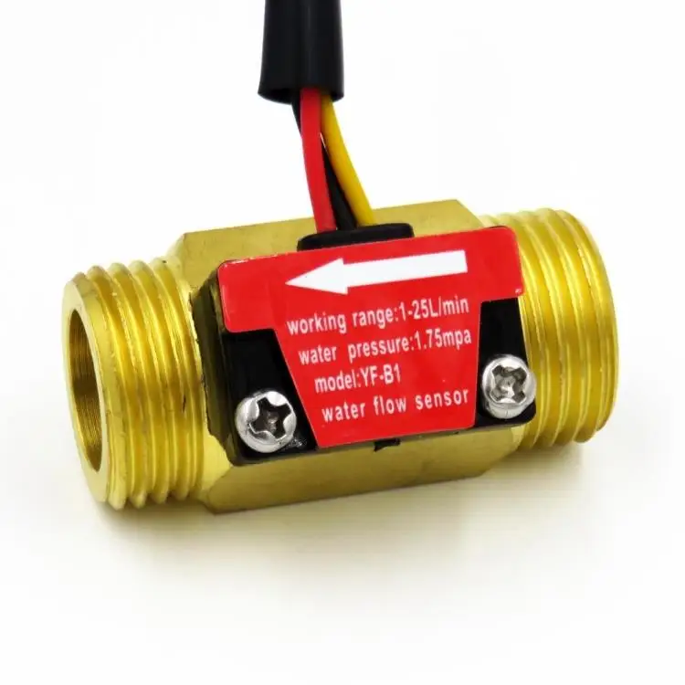 B1 Copper G1/2" DN15 thread Hall effect water liquid Flow Sensor Flow ...