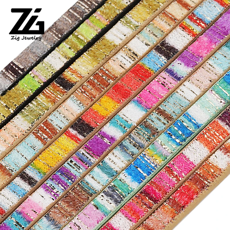 10 Colors 5mm Flat PU Leather Cord & Bohemia Rope Diy Jewelry Findings ...