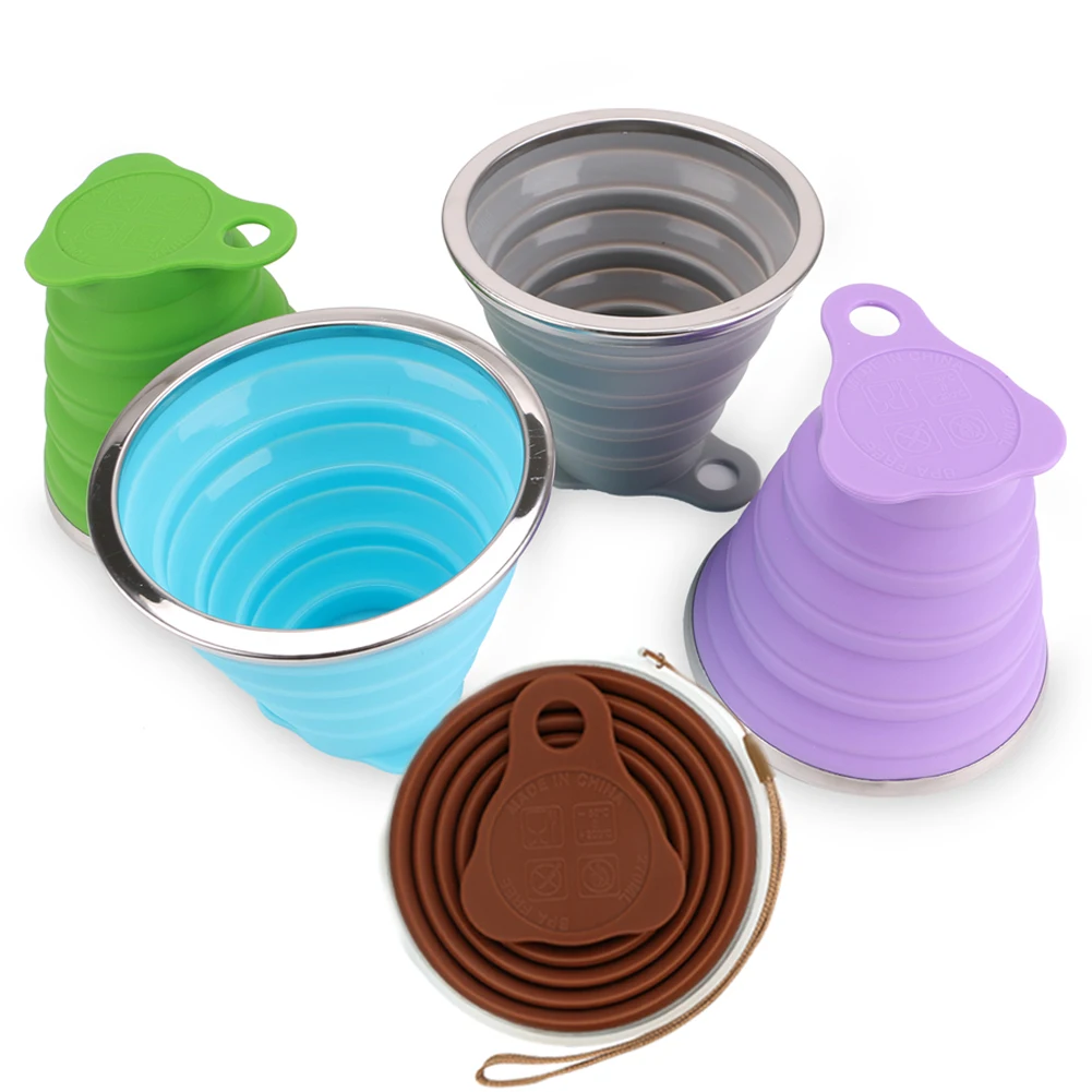270ML-Outdoor-Travel-Cup-Silicone-Folding-cups-with-lid-4-Colors ...