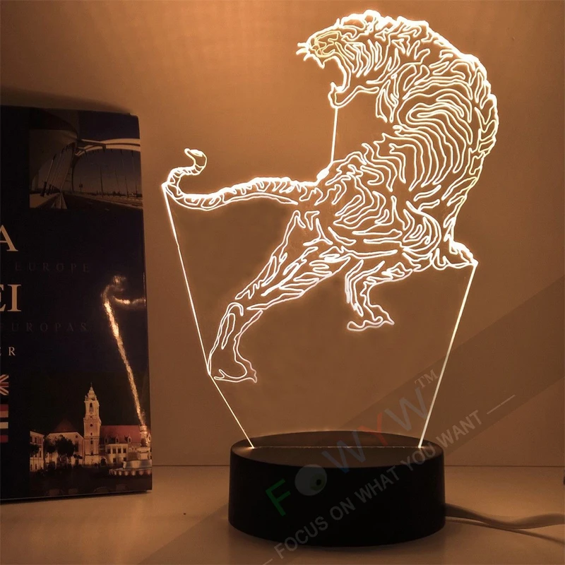 Free Shipping Tiger 3D Table Lamp Animals Night Light Kids Room Decor ...