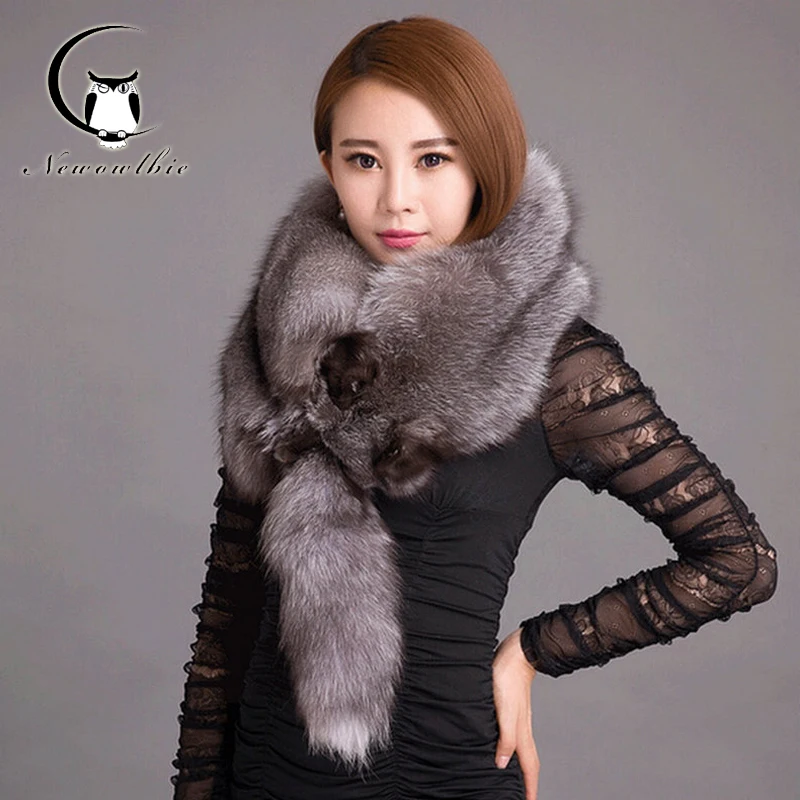 2017 Full Pelt Fox Collar Scarf Real Fox Fur Scarf Women High Quality ...