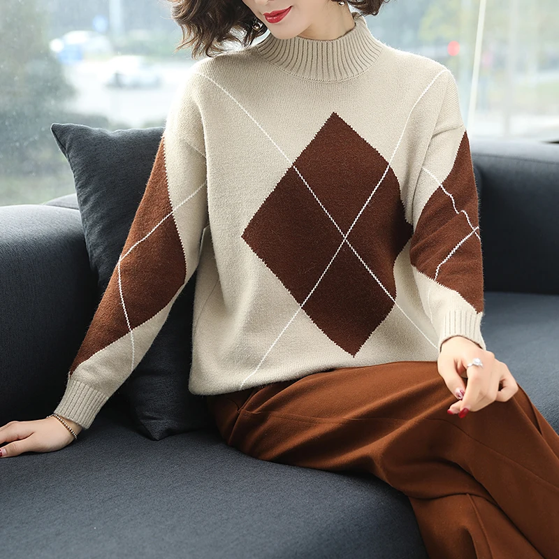 3 colores marca suéter Otoño Invierno mujeres suéter nuevo Hit Color ...