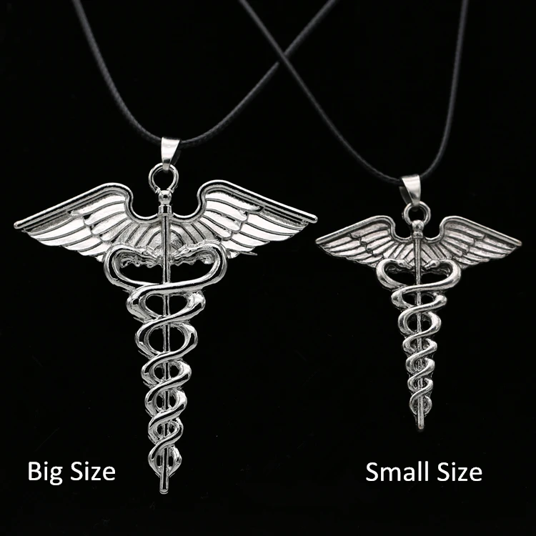 Percy Jackson Necklace Angle Wings Snake Ouroboros Magic Wand Caduceus ...