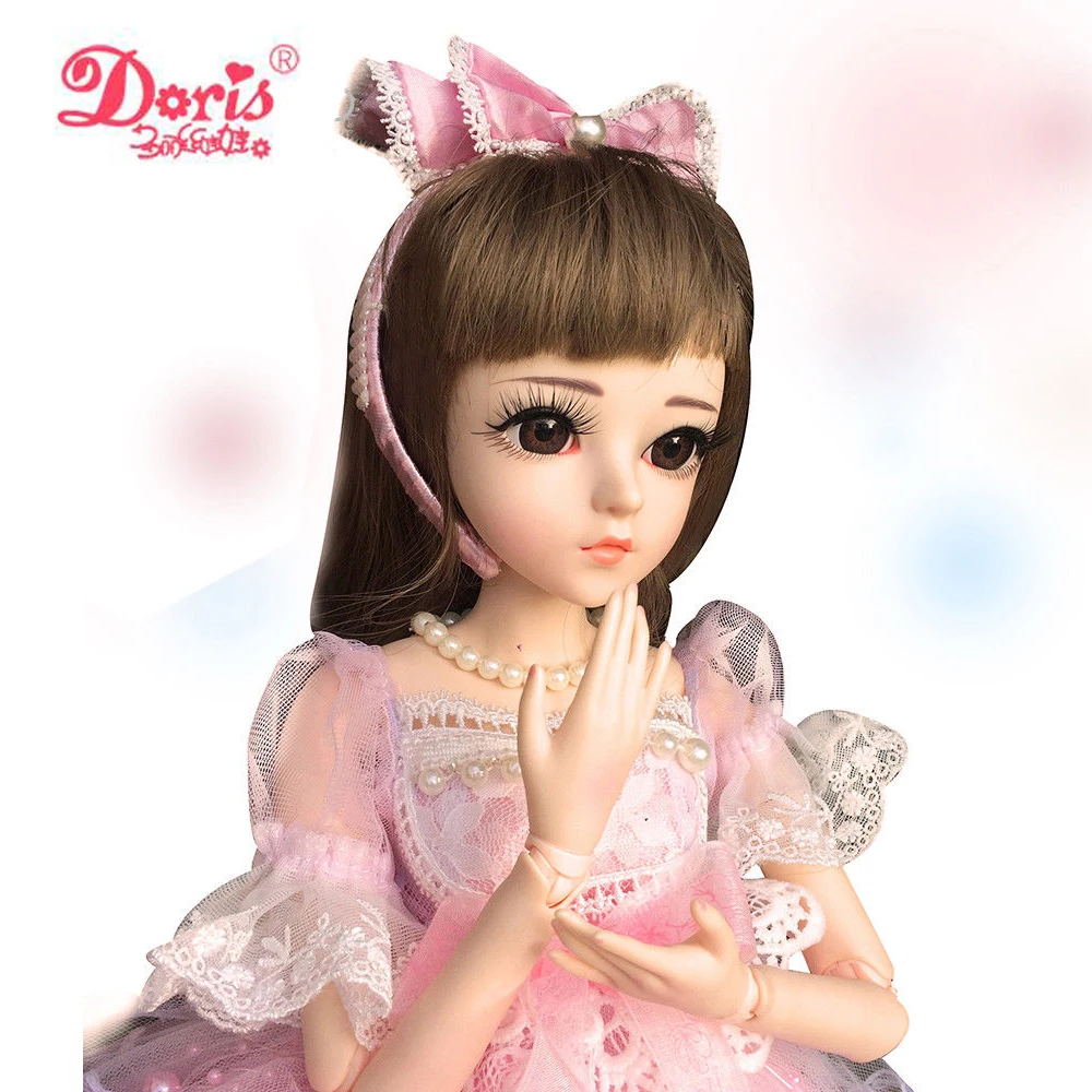 24 Full Set Makeup Pink Girl 13 60cm Doris Bjd Doll Sd Doll Jointed Dolls Toy Action Figure