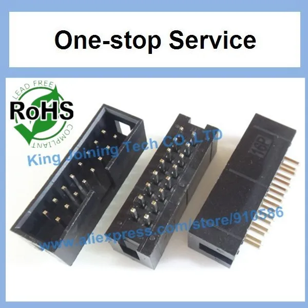 50PCS 2.54mm Box headers 16Pins 2x8 straight IDC Box headers connector ...