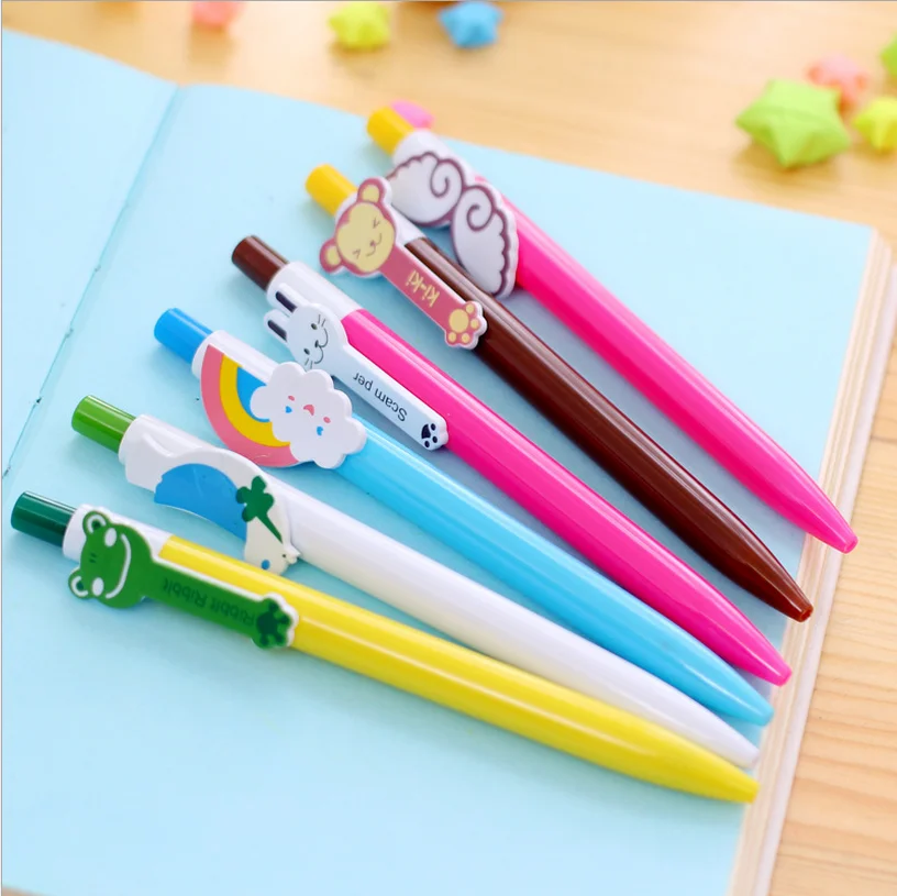 1 PCS Cute Kawaii Plastic Ballpoint Pens Cartoon Cat Butterfly Animal ...