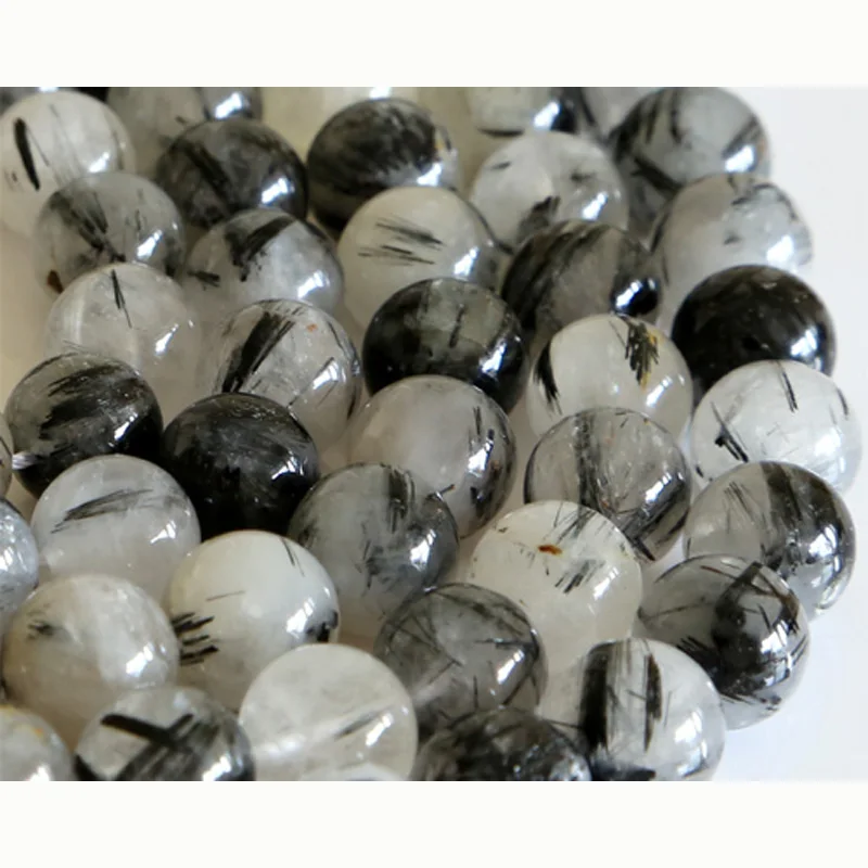 Natural Genuine Black Tourmaline Rutilated Needle Quartz Round Loose Natural Genuine Black Tourmaline Rutilated Needle Quartz Round Loose