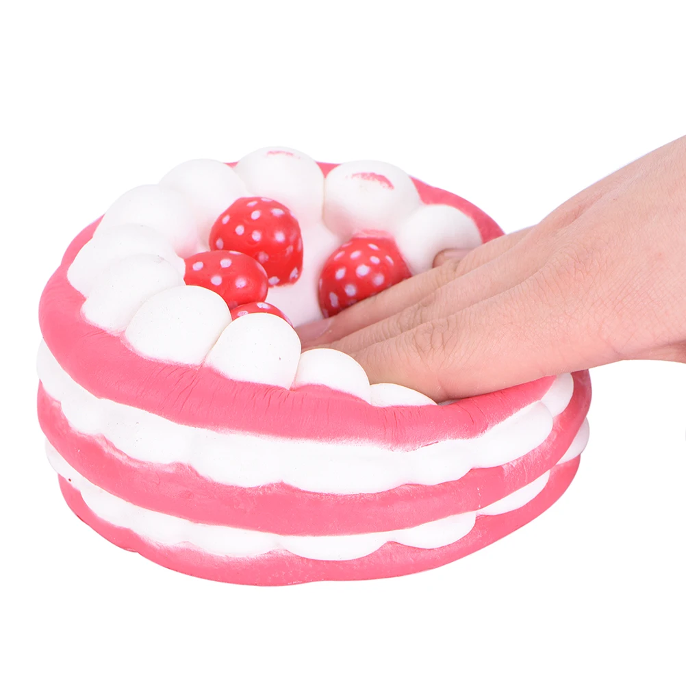 Jinhf Squishy Round Jumbo Strawberry Pink Slow Rising Soft Squishy Candy Cake Doll Phone Straps
