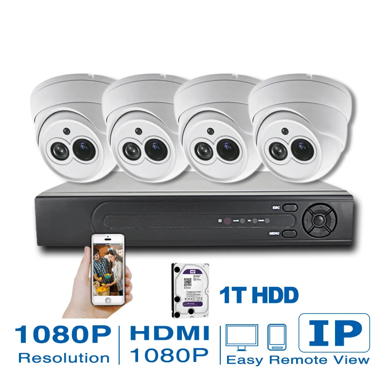 High Quality HD CCTV System 1080P 4PCS Digital Network IR Indoor Video high-quality-hd-cctv-system-1080p-4pcs-digital-network-ir-indoor-video