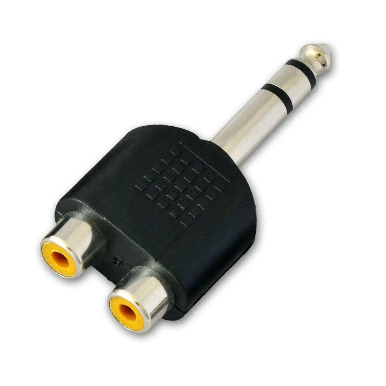 2 Splitters 1/4 stereo 6.3mm plug male to dual female RCA jacks audio Y ...