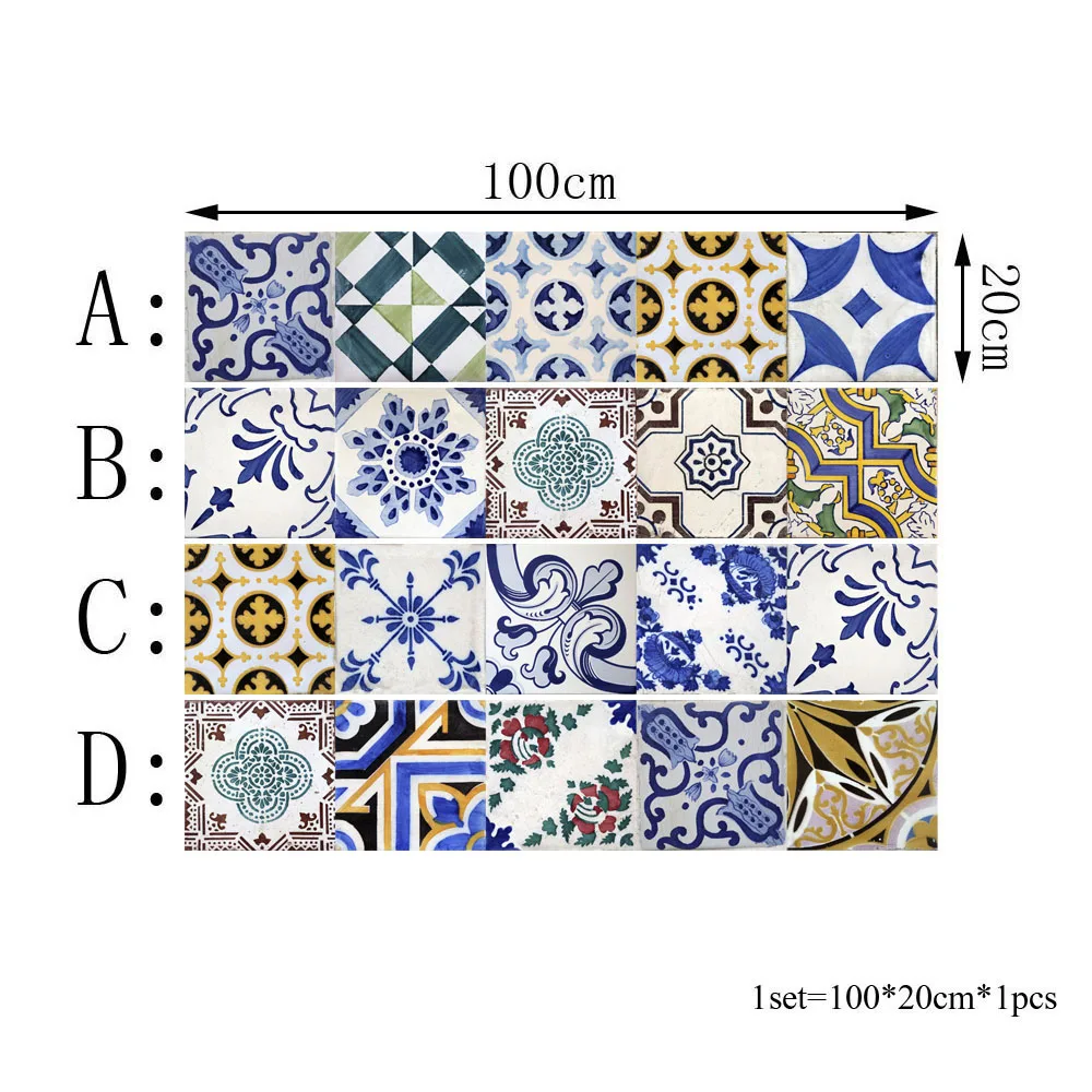 100*20cm Creative Tiles Stickers PVC Waterproof Self adhesive Wall ...