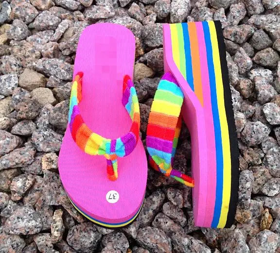 Rainbow Colorful Summer Wedge Slippers - Queerks™
