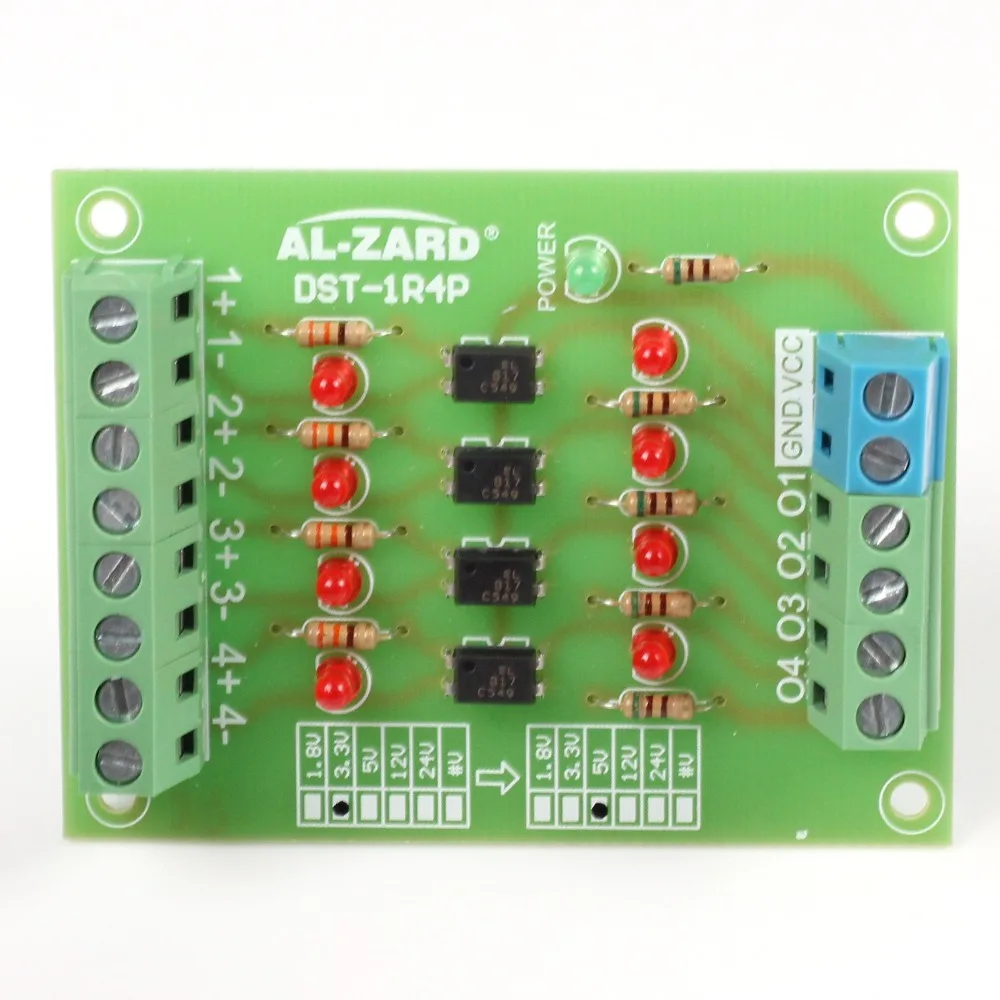 Monday Kids 3.3V to 24V 4 Bit Optocoupler Isolator PLC Signal Level Voltage Converter Board Module