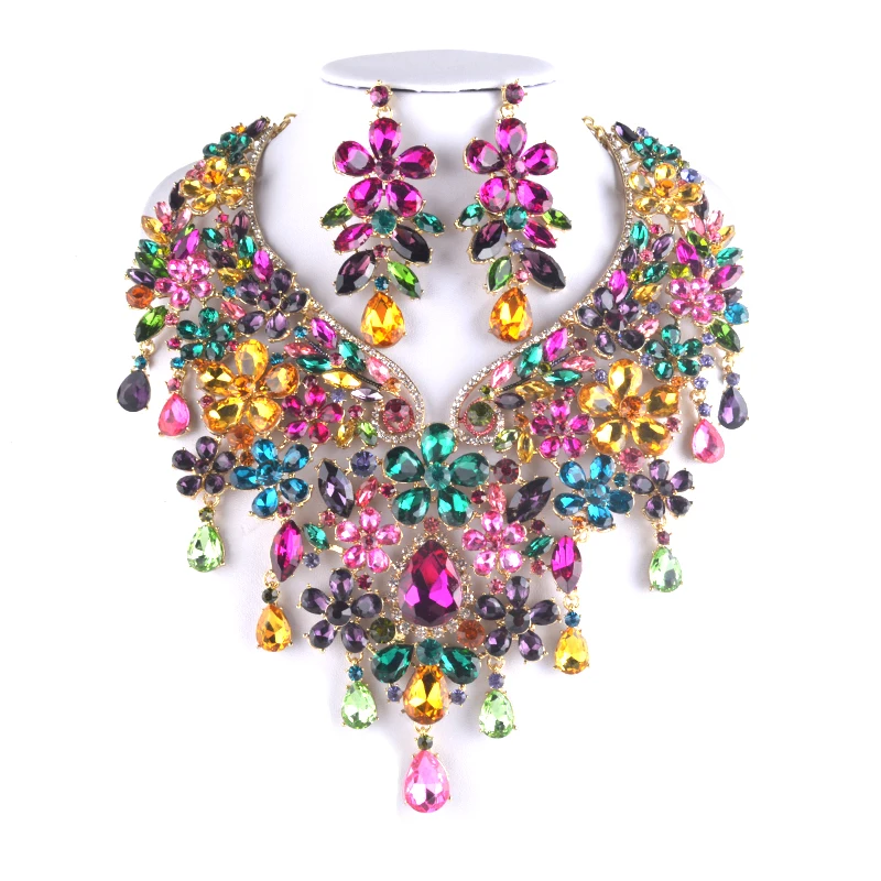 Magnificent Multi Color For Bridal Jewelry Sets Big Fashion Women Party ...