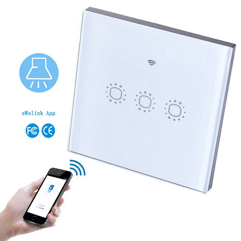 Urijk 1/2/3 Gang Wifi Wireless Touch Switch Tempered Glass Panel Wall ...