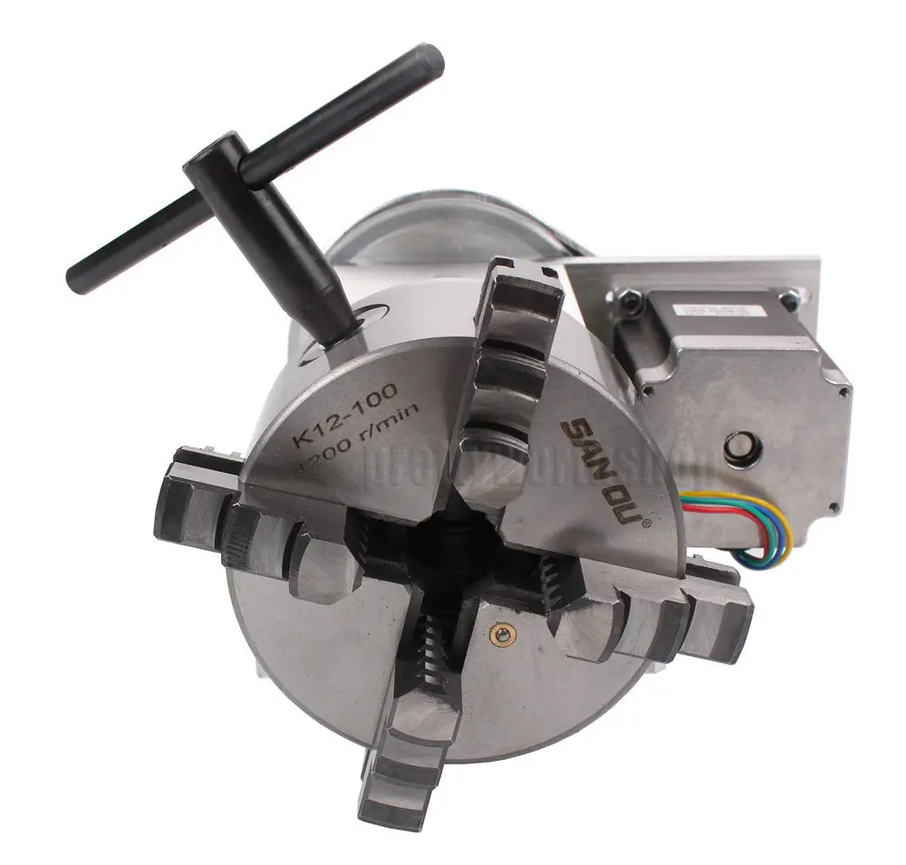 100mm Hallow Eje Nema23 Stepper Motor CNC Centrado Torno Mandril 4 ...