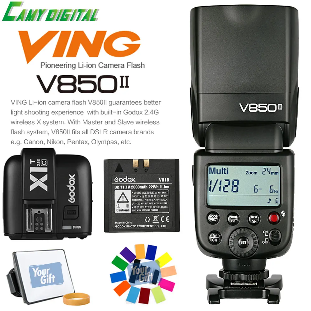 Godox V850II GN60 HSS 1/8000s Speedlite 2.4G Wireless X System With ...