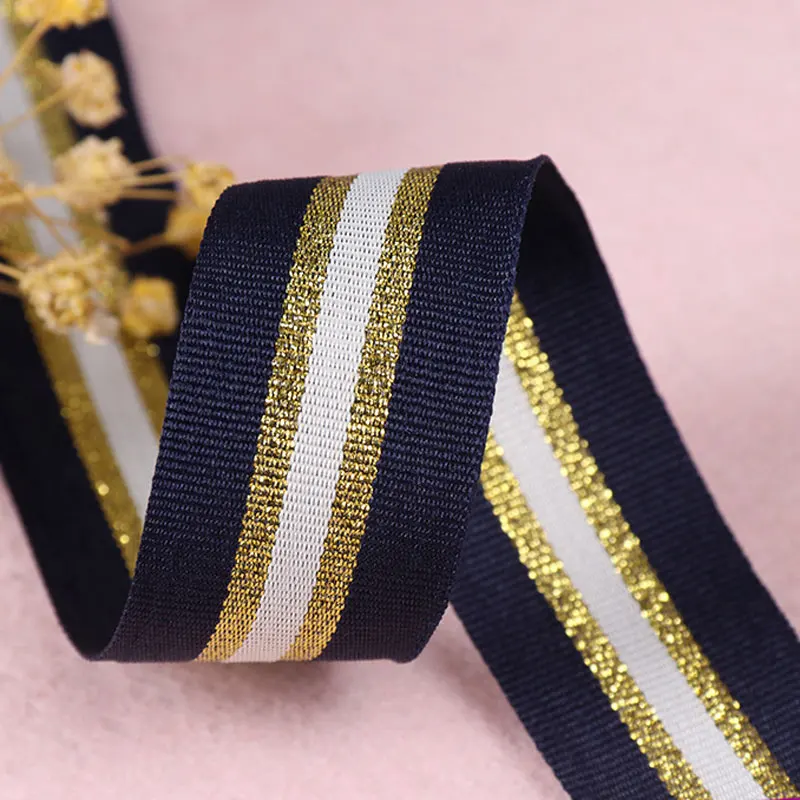 25mm Gold Silver Stripes Webbings Ribbons Sewing DIY Handmade glitter ...
