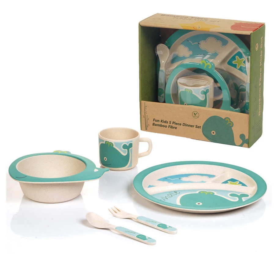 5 Pieces Popular Food Grade Bamboo Fiber Kids Dinnerware Set 3 ...