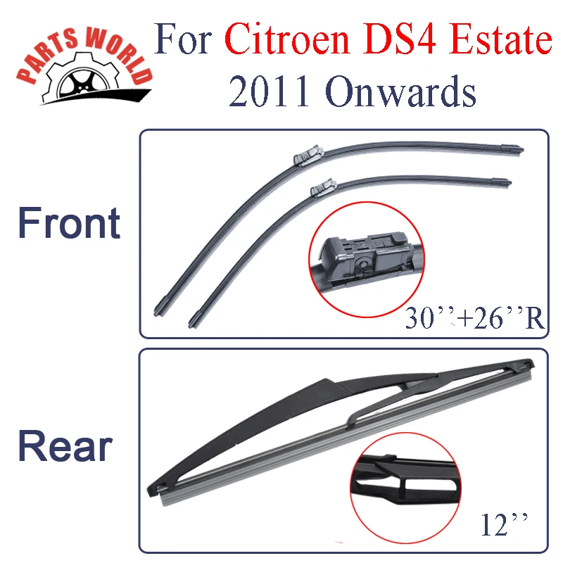 Combo Rubber Front And Rear Wiper Blades For Citroen DS4(5Door Estate ...