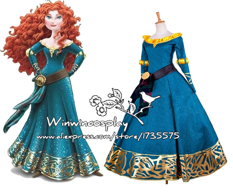 Free Shipping Brave Merida Cosplay Costume Princess Merida Dress ...