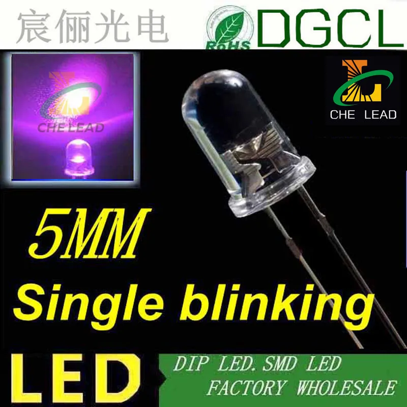 Pink 5mm round LED DIODE 1.5Hz single blinking dip led Automatic ...
