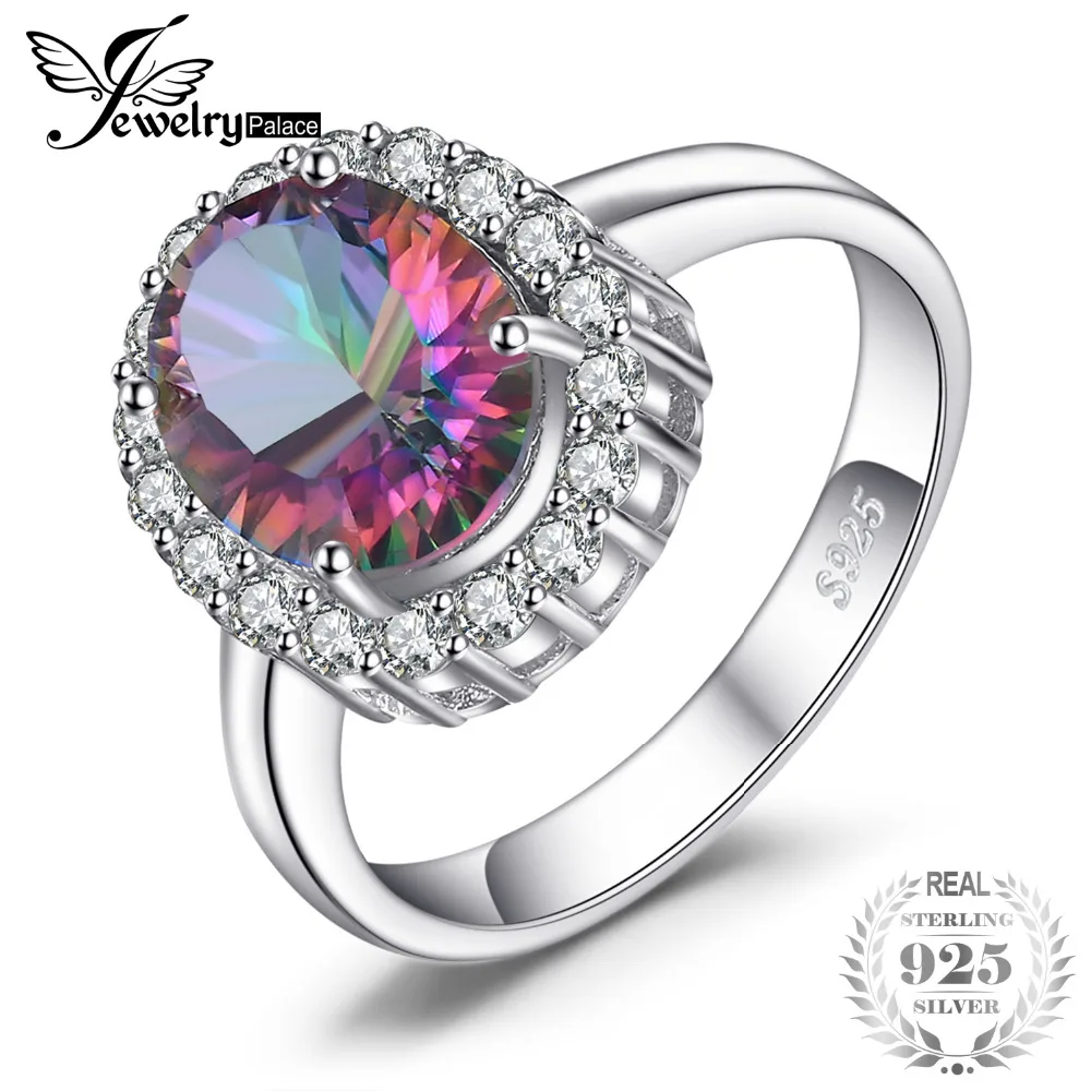 Jewelrypalace 3ct Mystic Fire Rainbow Topazs Ring Engagement Wedding