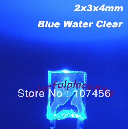 1000pcs 2x3x4mm Blue Ultra Bright Blue Led Lamps New Water Clear Lens ...