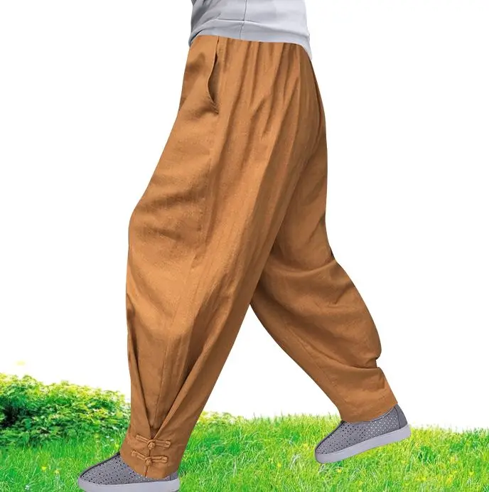 Summer cotton&linen zen trousers lay meditation nun pants shaolin monk ...