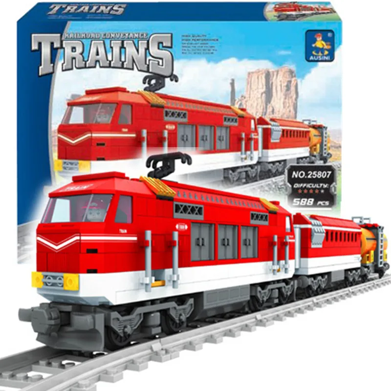 Ausini 25807 588pcs City Series Train with Tracks Building Blocks ...