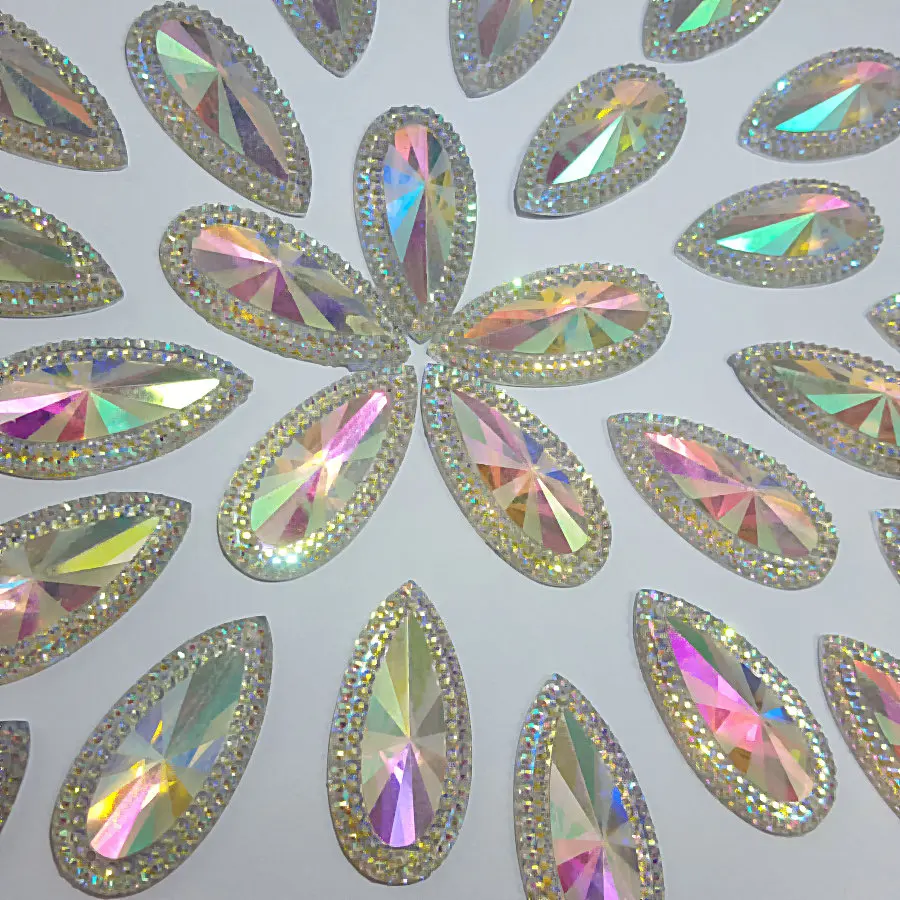 Resin Big Drop Pear 20x40mm Clear Ab Rhinestone Stones And Crystals ...