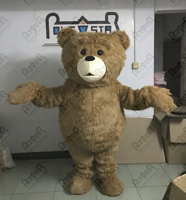 EVA head with fan popular teddy bear mascot costume brown long fur bear ...