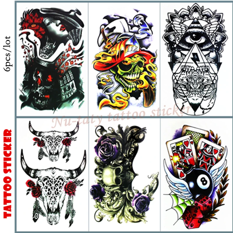 Nu TATY Bull head Temporary Tattoo Body Art Arm Flash Tattoo Stickers ...