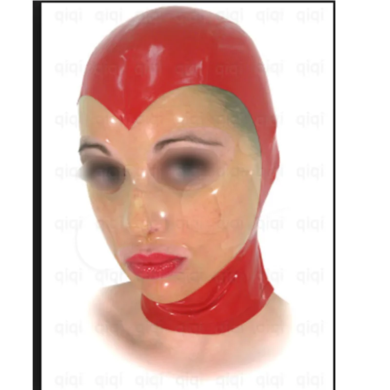 100% Latex Hood Mask Red Color Rubber Mask with Zip on Back for Party ...