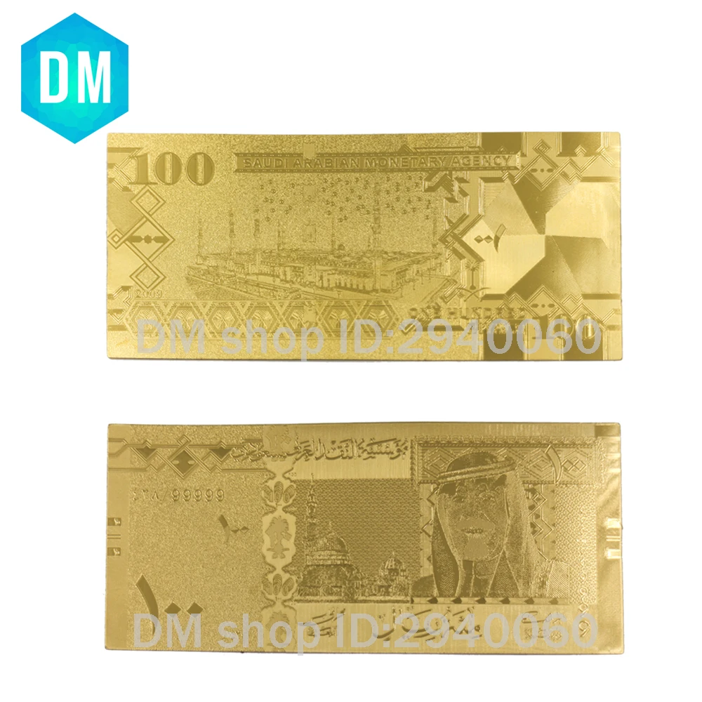 Hot Sale Free Shipping 10pcs/lot Gold Artwork Saudi Arabia 100 Riyal ...